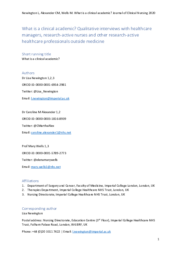 (PDF) What is a clinical academic? Qualitative interviews with ...