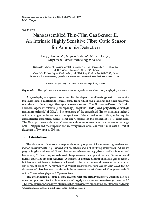 (PDF) Nanoassembled Thin-Film Gas Sensor II. An Intrinsic Highly Sensitive Fibre Optic Sensor ...