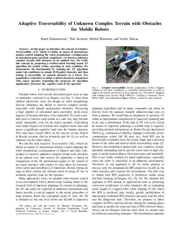 (PDF) Adaptive Traversability of unknown complex terrain with obstacles for mobile robots