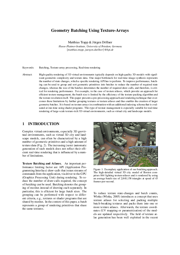 (PDF) Geometry Batching using Texture-arrays
