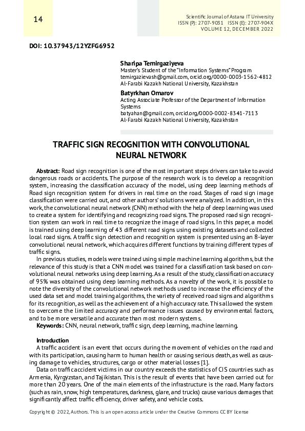 Pdf Traffic Sign Recognition With Convolutional Neural Network