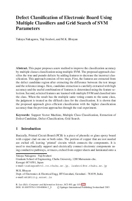 Pdf Defect Classification Of Electronic Board Using Multiple Classifiers And Grid Search Of