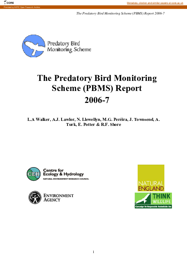 (PDF) The Predatory Bird Monitoring Scheme (PBMS) Report 2006-7 ...