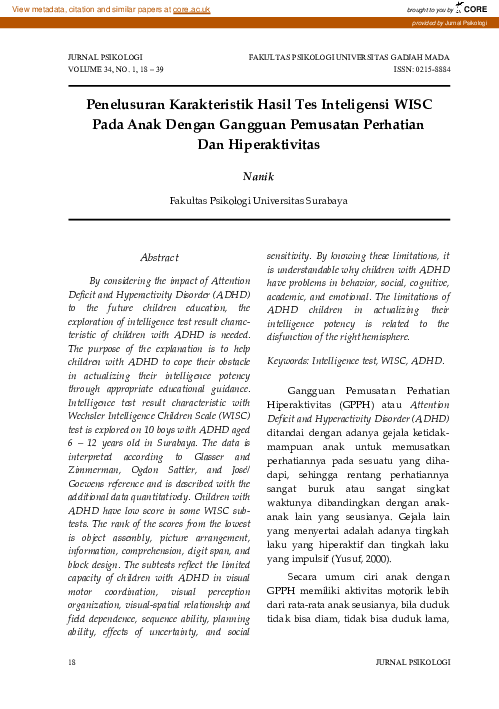 (PDF) Penelusuran Karakteristik Hasil Tes Inteligensi WISC Pada Anak ...
