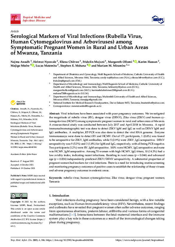 (PDF) Serological Markers of Viral Infections (Rubella Virus, Human ...