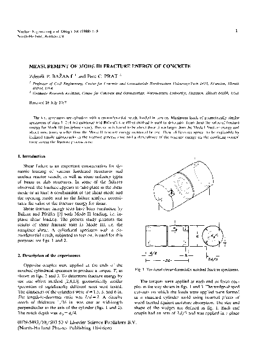 Pdf Measurement Of Mode Iii Fracture Energy Of Concrete Pere Prat