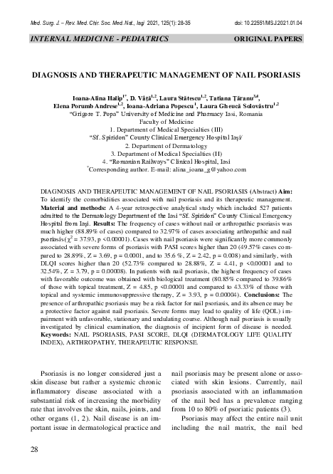 (PDF) Diagnosis and therapeutic management of nail psoriasis | Andrese ...