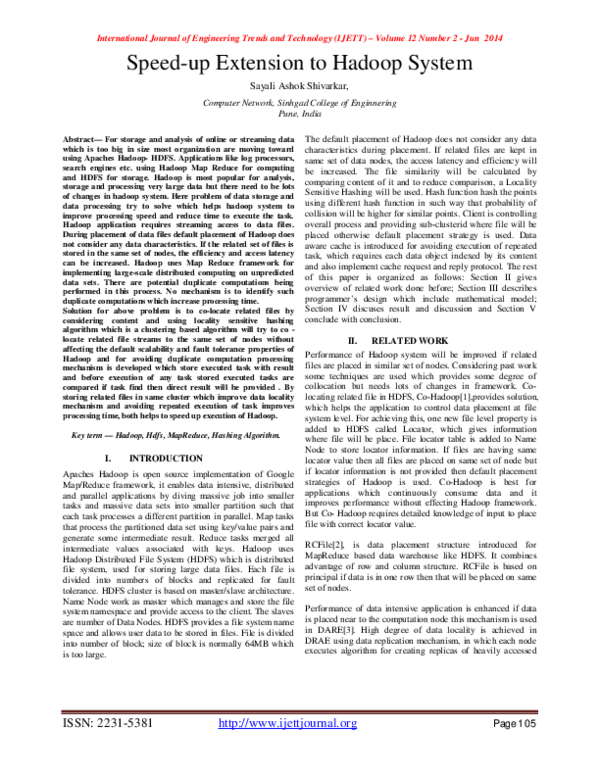 (PDF) Speed-up Extension to Hadoop System