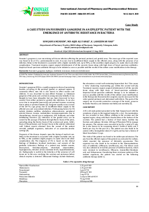 (PDF) A CASE STUDY ON FOURNIER'S GANGRENE IN AN EPILEPTIC PATIENT WITH ...
