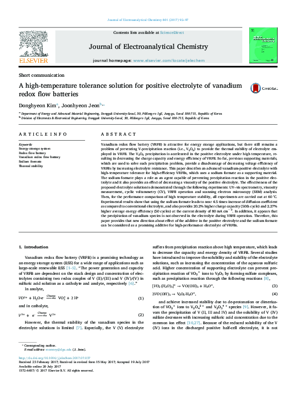 (PDF) A high-temperature tolerance solution for positive electrolyte of ...
