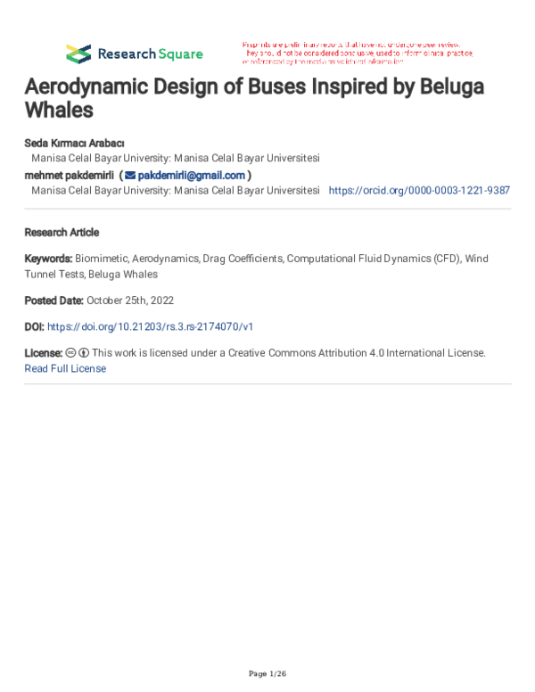 (PDF) Aerodynamic Design of Buses Inspired by Beluga Whales