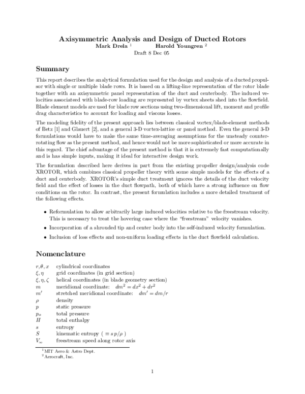 (PDF) Axisymmetric Analysis and Design of Ducted Rotors