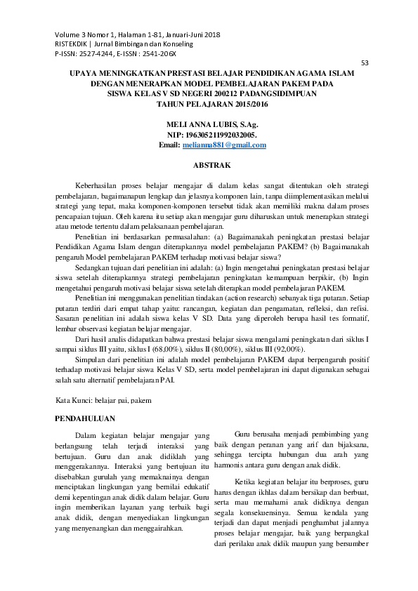 (PDF) Upaya Meningkatkan Prestasi Belajar Pendidikan Agama Islam Dengan ... (PDF) Upaya Meningkatkan Prestasi Belajar Pendidikan Agama Islam Dengan ...