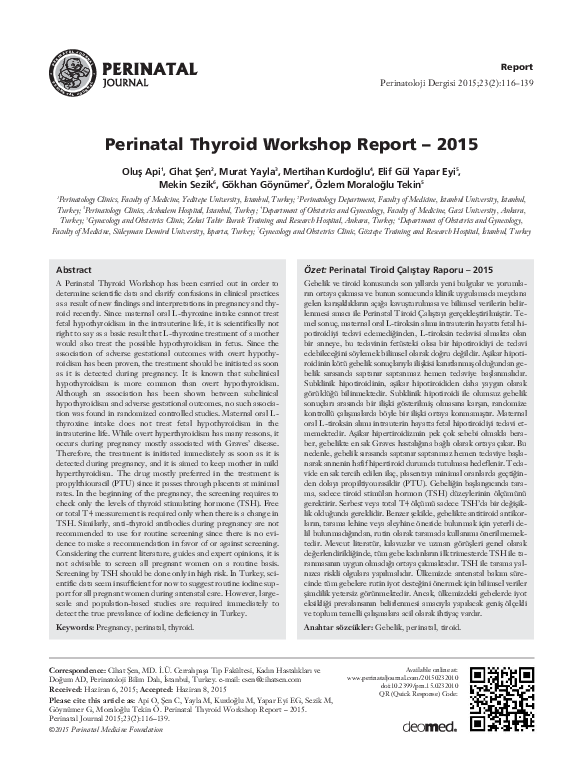 (PDF) Perinatal Thyroid Workshop Report – 2015