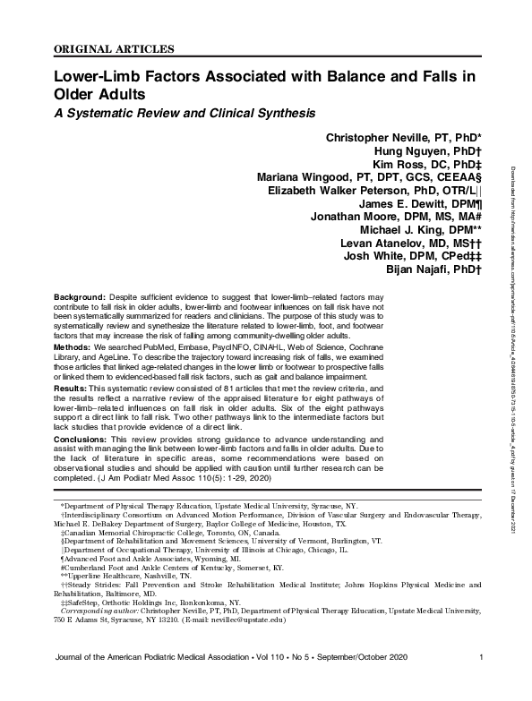 (PDF) Lower-Limb Factors Associated with Balance and Falls in Older ...