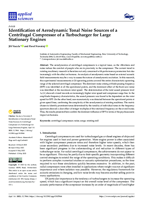 (PDF) Identification of Aerodynamic Tonal Noise Sources of a Centrifugal Compressor of a ...