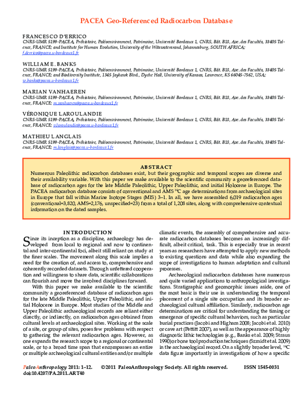 (PDF) PACEA geo-referenced radiocarbon database