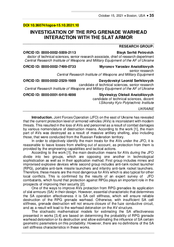 (PDF) Investigation of the RPG Grenade Warhead Interaction with the ...