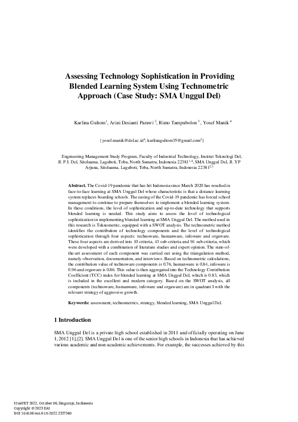 (PDF) Assessing Technology Sophistication in Providing Blended Learning System Using ...