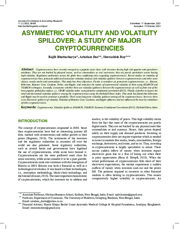 (PDF) Asymmetric Volatility and Volatility Spillover: A Study of Major ...