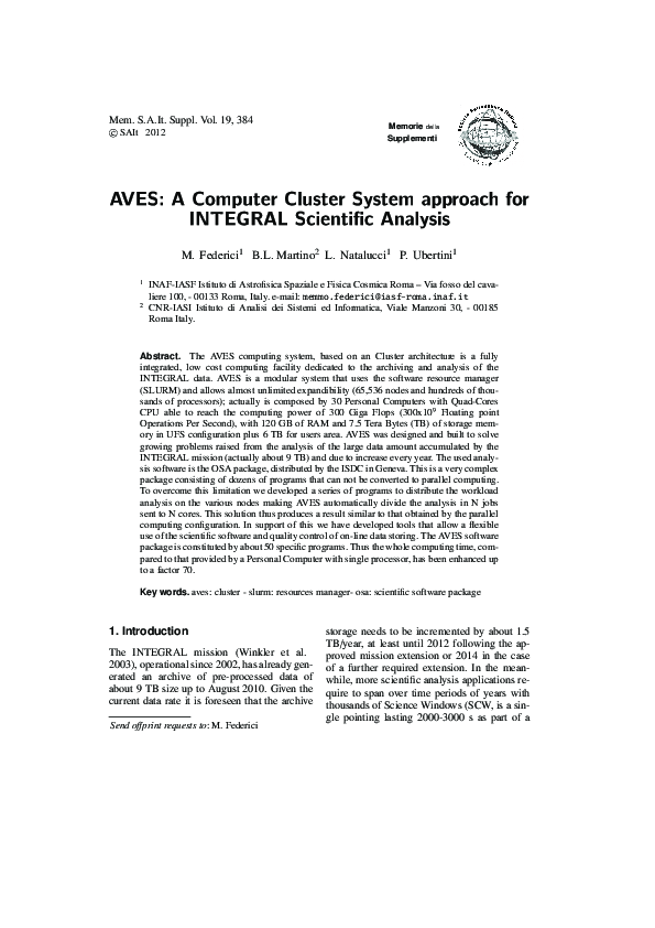 (PDF) AVES: A Computer Cluster System approach for INTEGRAL Scientific ...