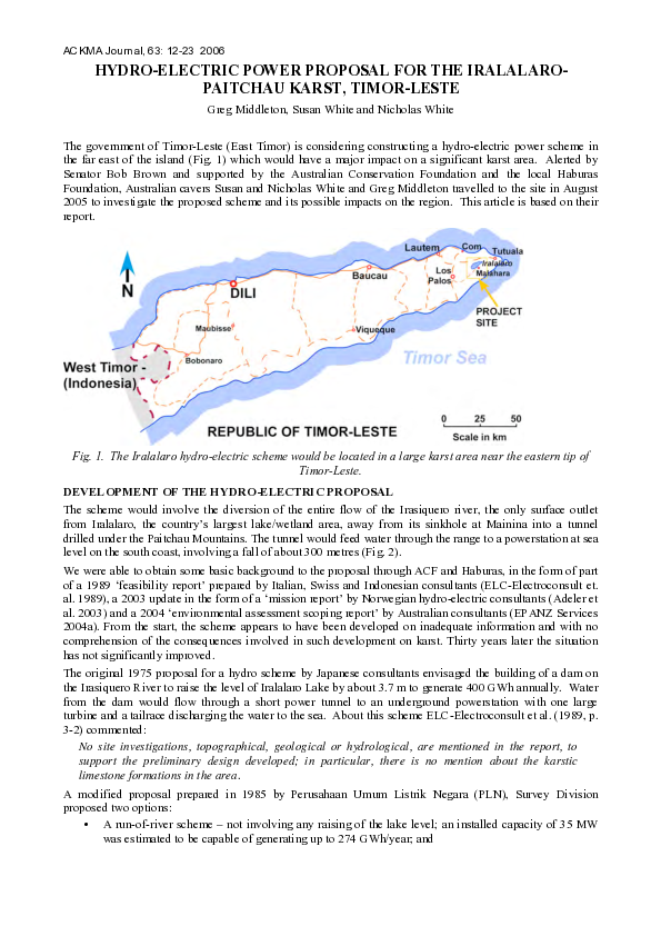 (PDF) Hydro-electric power proposal for the Iralalaro-Paitchau karst ...