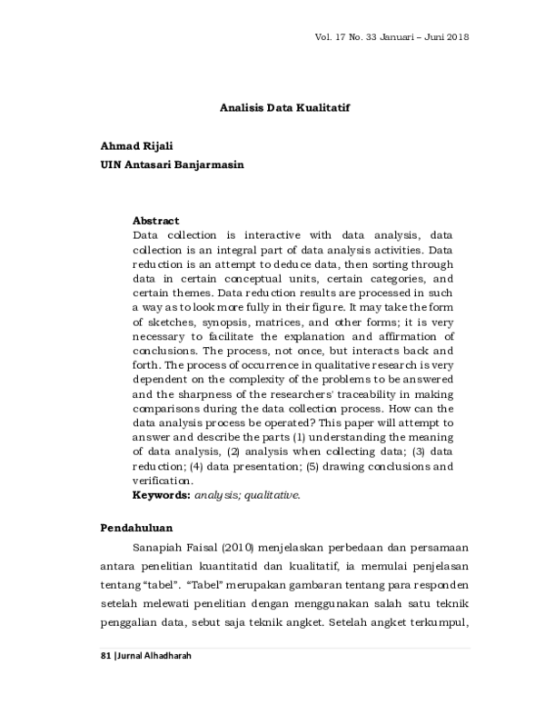 (PDF) Analisis Data Kualitatif