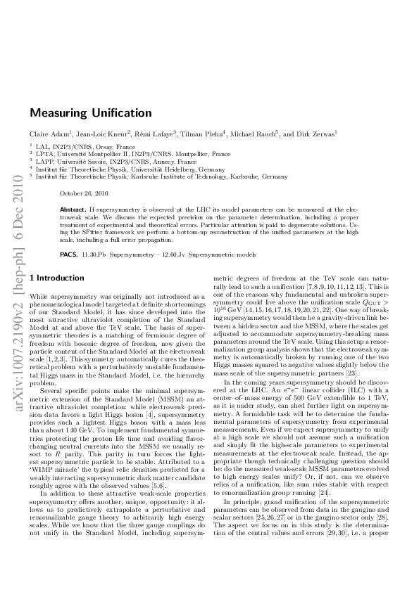 (PDF) Measuring unification