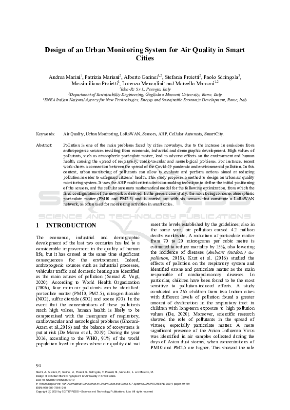 (PDF) Design of an Urban Monitoring System for Air Quality in Smart Cities