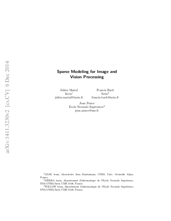 (PDF) Sparse Modeling for Image and Vision Processing