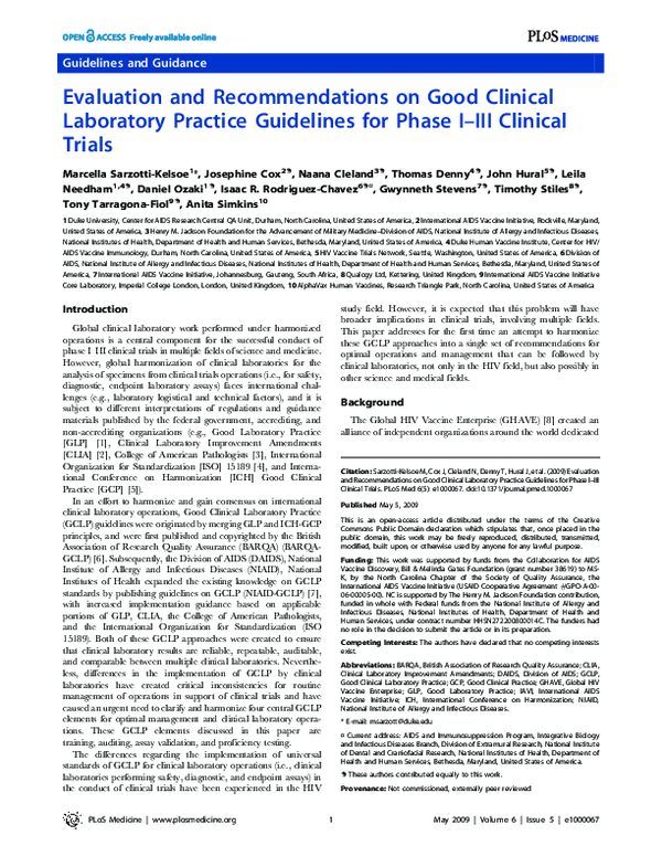 (PDF) Evaluation and Recommendations on Good Clinical Laboratory ...