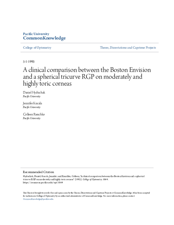 (PDF) A Clinical Comparison Between the Boston Envision and a Spherical ...