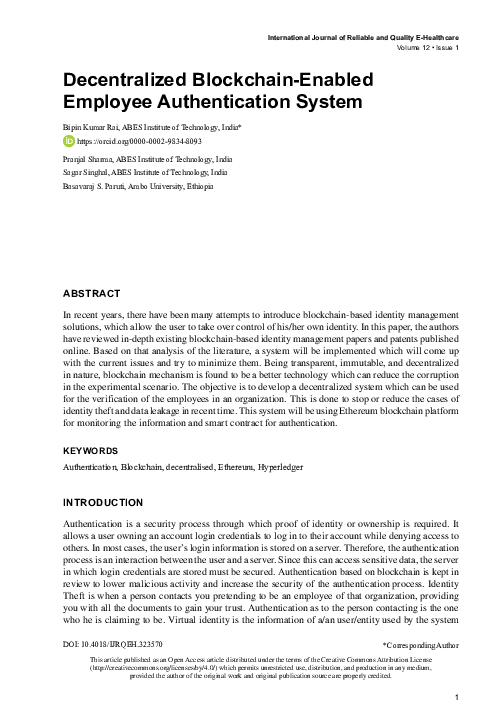 (PDF) Decentralized Blockchain for Employee Authentication