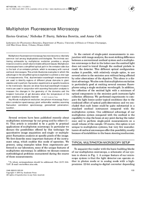 (PDF) Multiphoton Fluorescence Microscopy