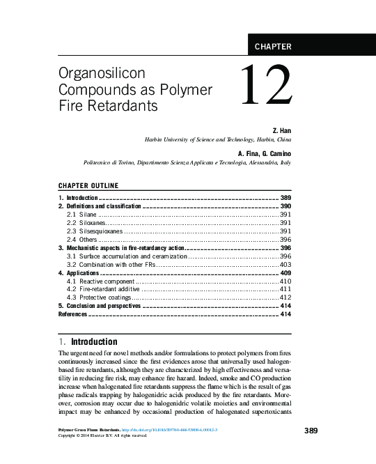 (PDF) Organosilicon Compounds as Polymer Fire Retardants
