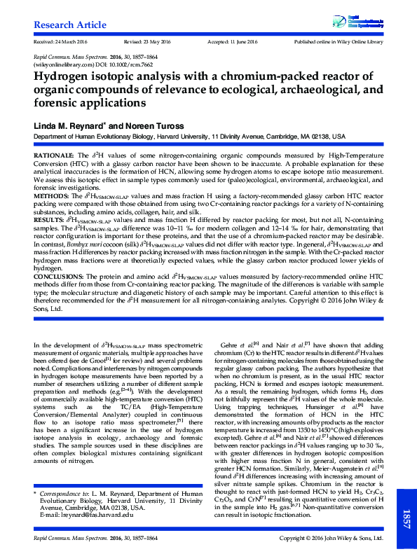 (PDF) Hydrogen isotopic analysis with a chromium-packed reactor of ...