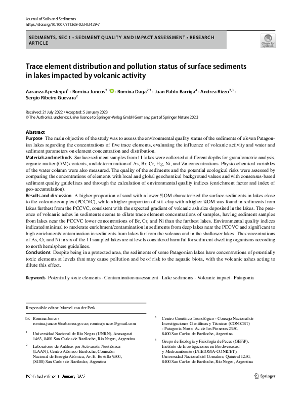 (PDF) Trace element distribution and pollution status of surface sediments in lakes impacted by ...