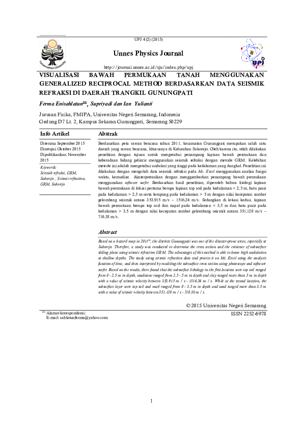 (PDF) Visualisasi Bawah Permukaan Tanah Menggunakan Generalized ...