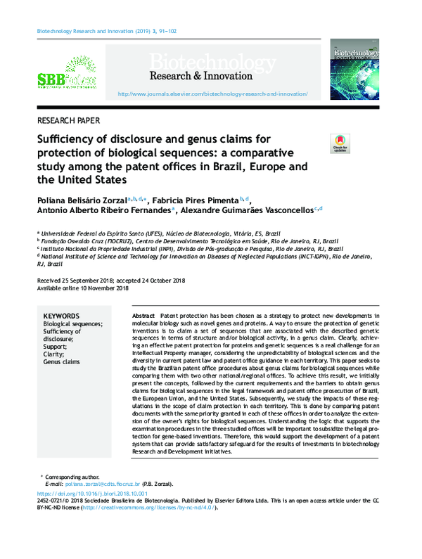 (PDF) Sufficiency of disclosure and genus claims for protection of ...