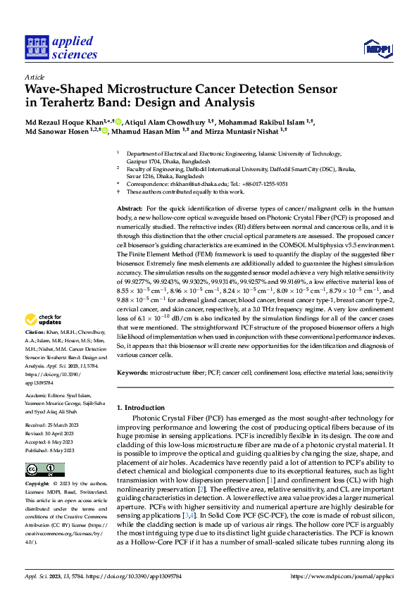 (PDF) THz Cancer Detection Sensor Based on PCF