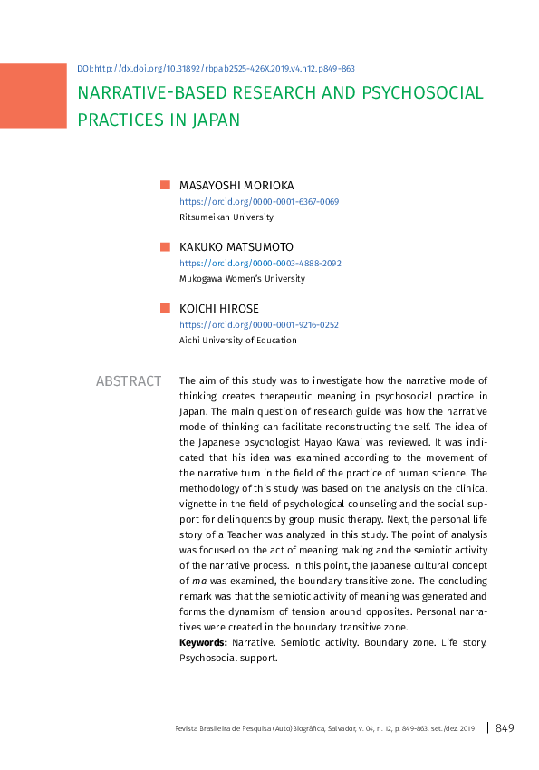 (PDF) Narrative-based research and psychosocial practices in Japan ...
