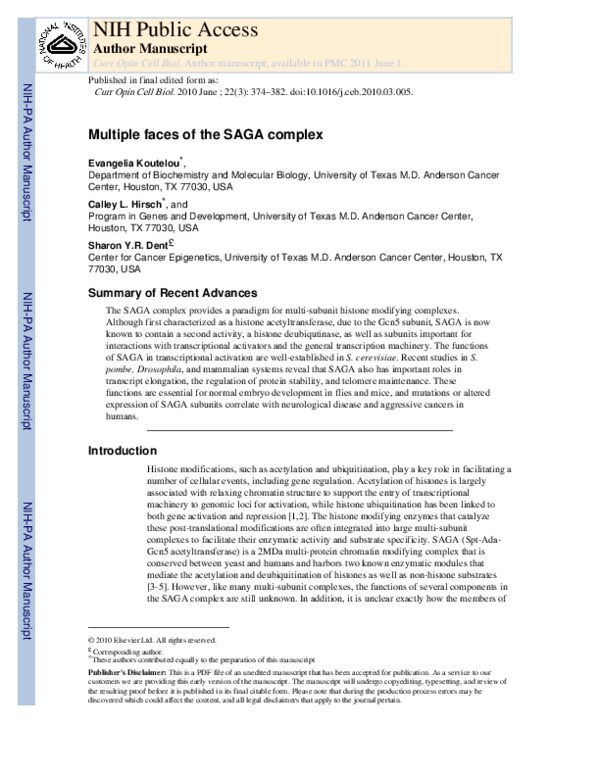 (PDF) Multiple faces of the SAGA complex