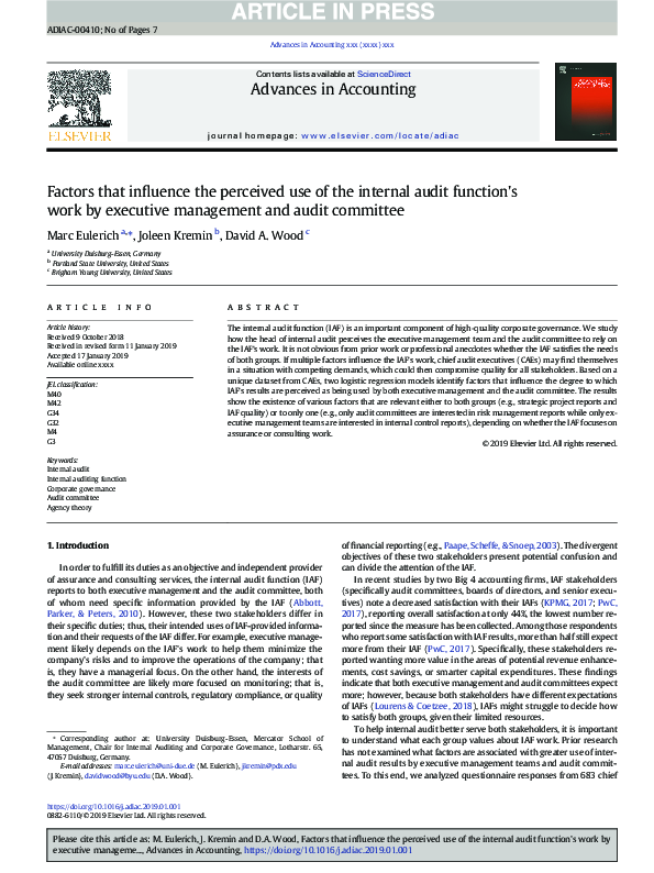 (PDF) Factors that influence the perceived use of the internal audit ...