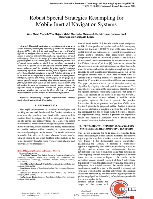 (PDF) Robust Special Strategies Resampling for Mobile Inertial Navigation Systems