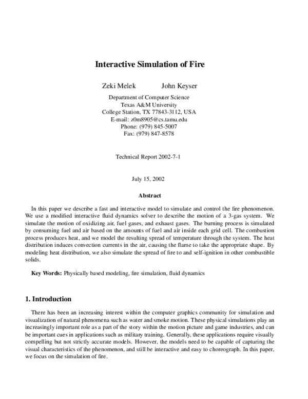 (PDF) Interactive simulation of fire