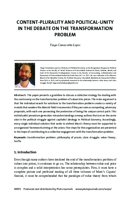 (PDF) Content-Plurality and Political-Unity in the Debate on the ...