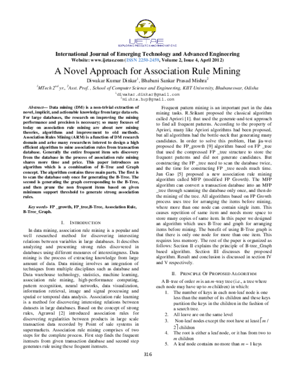 Pdf A Novel Approach For Association Rule Mining Bhabani Sankar