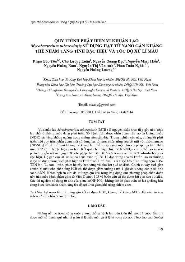 (PDF) Quy trình phát hiện vi khuẩn lao Mycobacterium tuberculosis sử dụng hạt từ nano gắn kháng ...