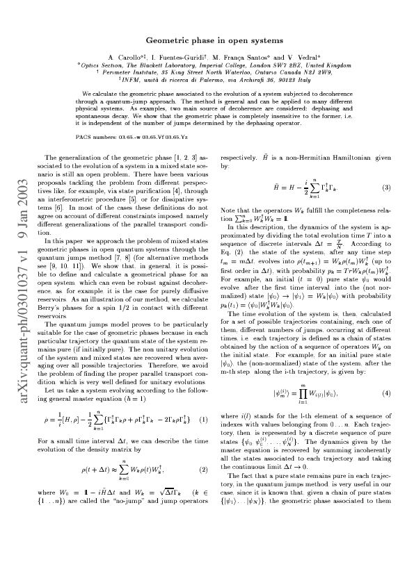 (PDF) Geometric Phase in Open Systems