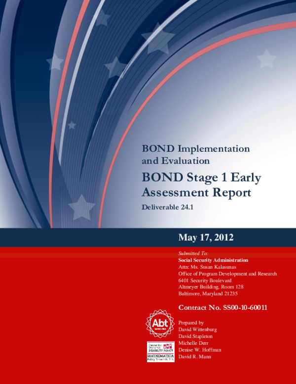 (PDF) BOND Stage 1 Early Assessment Report
